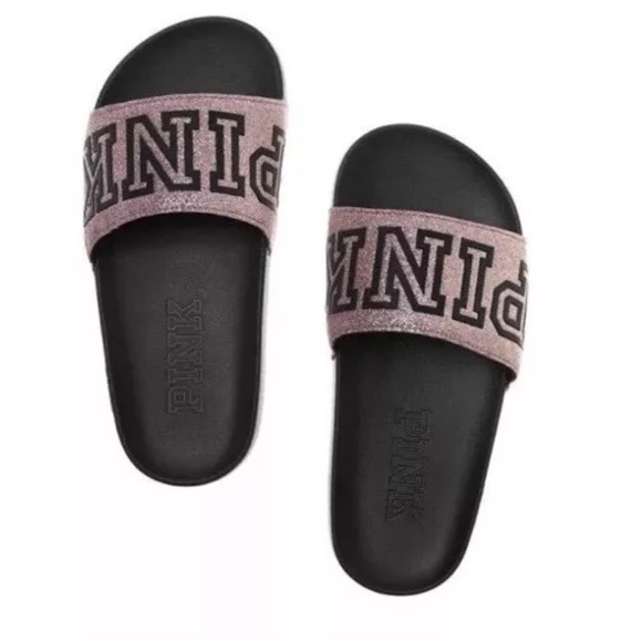 PINK Victoria's Secret | Shoes | Victorias Secret Pink Glitter Slides ...